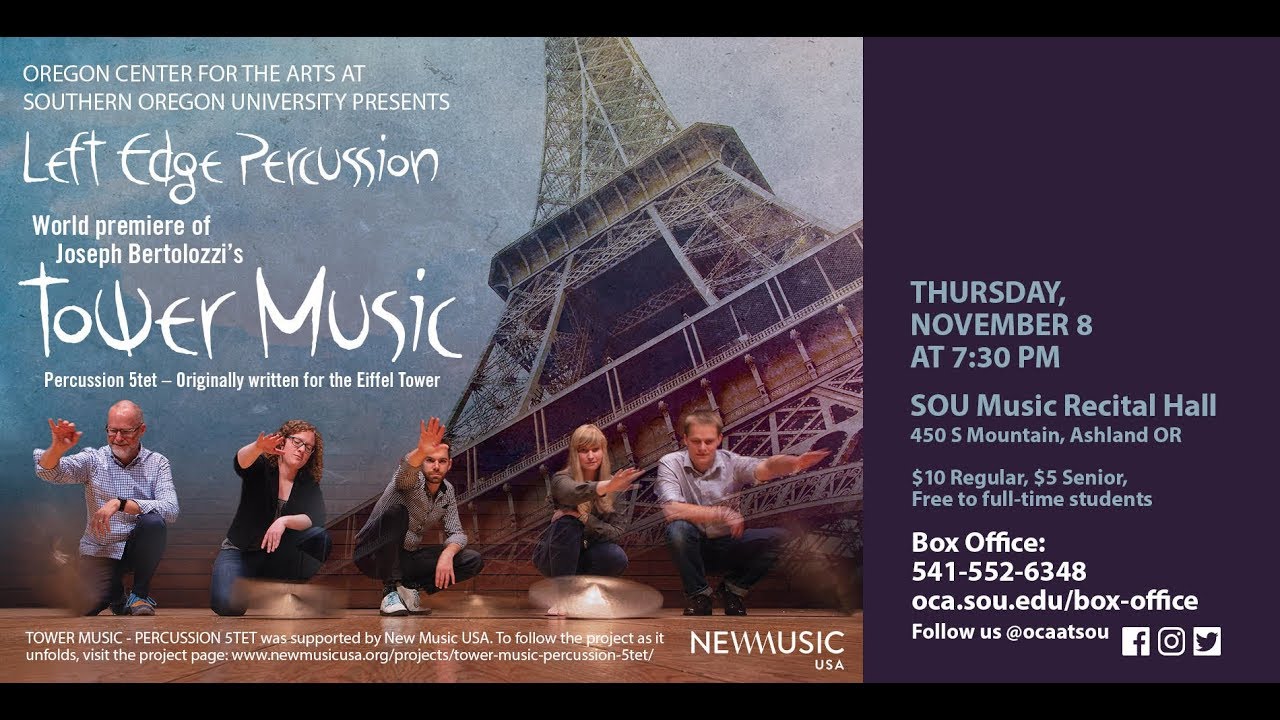 Left Edge Percussion: World Premiere of Joseph Bertolozzi's Tower Music ...
