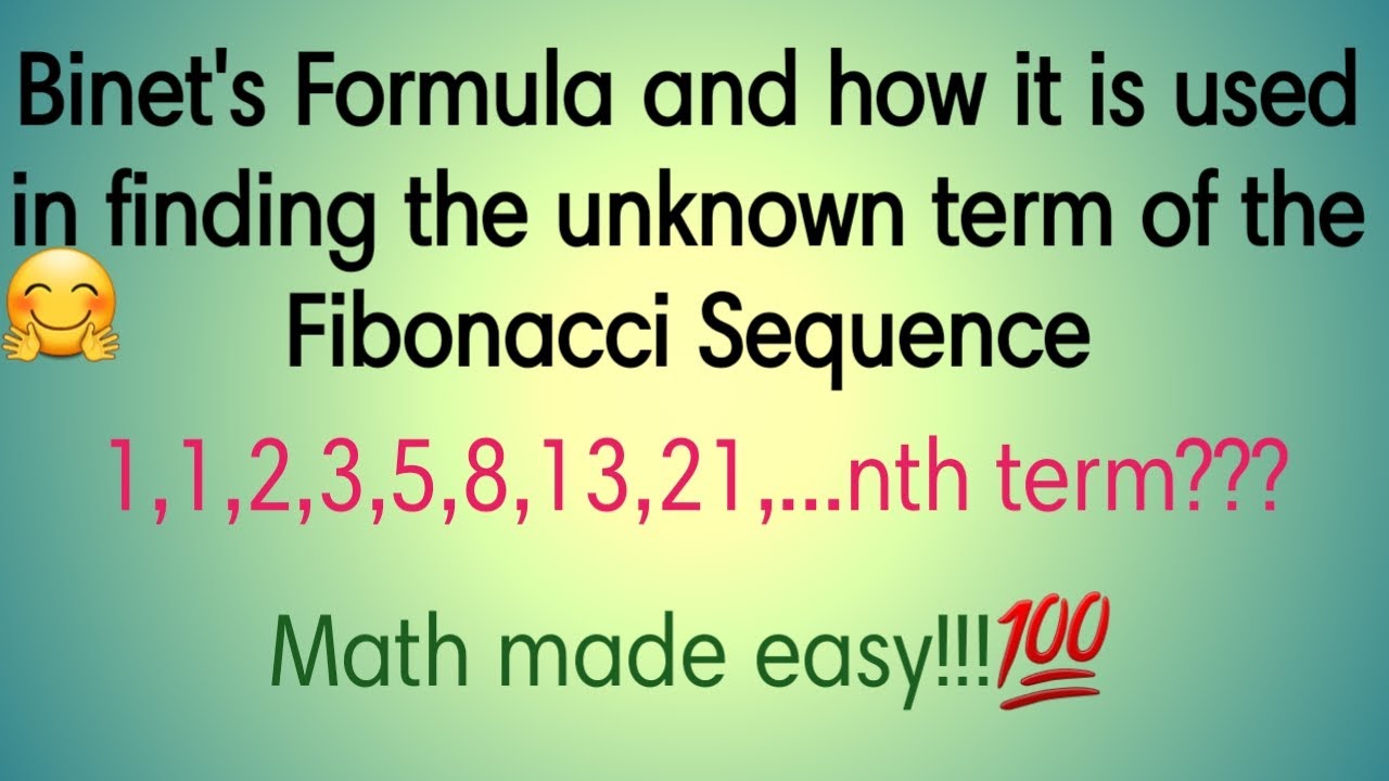 Binet's Formula | Ilocano Math TV - YouTube