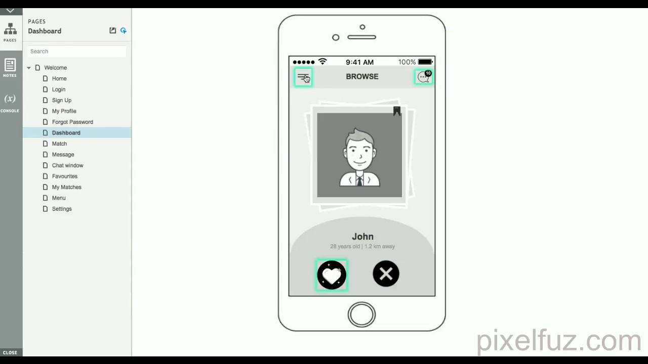 Axure Dating App Mobile Wireframe - YouTube