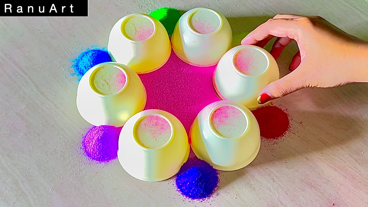 2 Simple Festival Rangoli |Easy Rangoli |Daily Rangoli |Rangoli colors ...