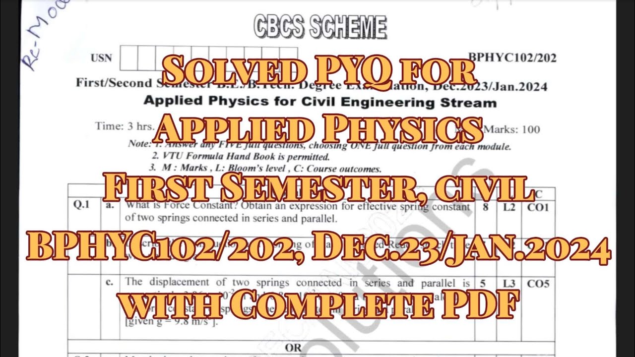 Applied Physics solved pyq, civil stream, bphyc102/202, dec.23/jan.24, 22 scheme, with pdf - YouTube