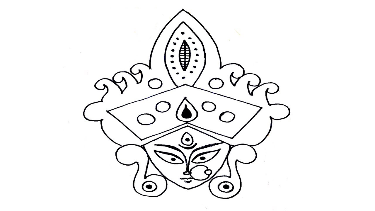 How to draw Durga maa face step by step easy | Devi drawing easy - YouTube
