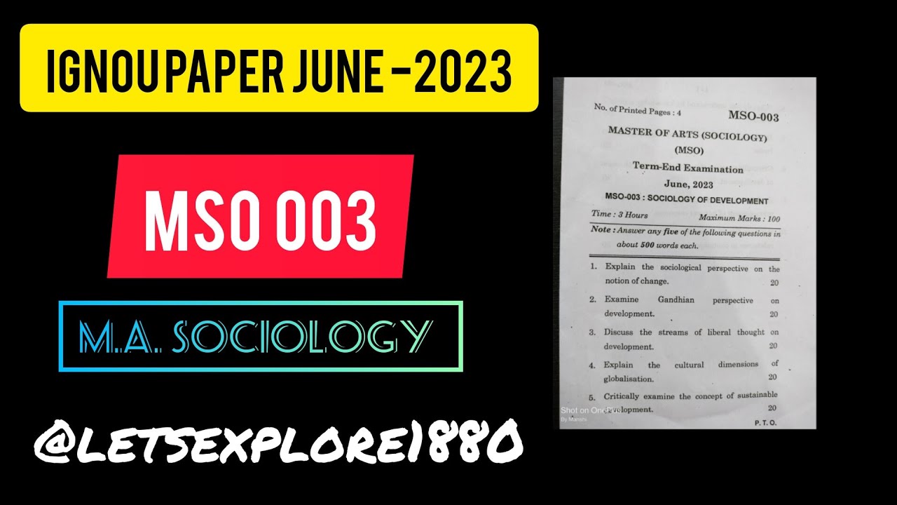 MSO -003 June 2023 paper// #ignouuniversity @letsexplore1880 - YouTube