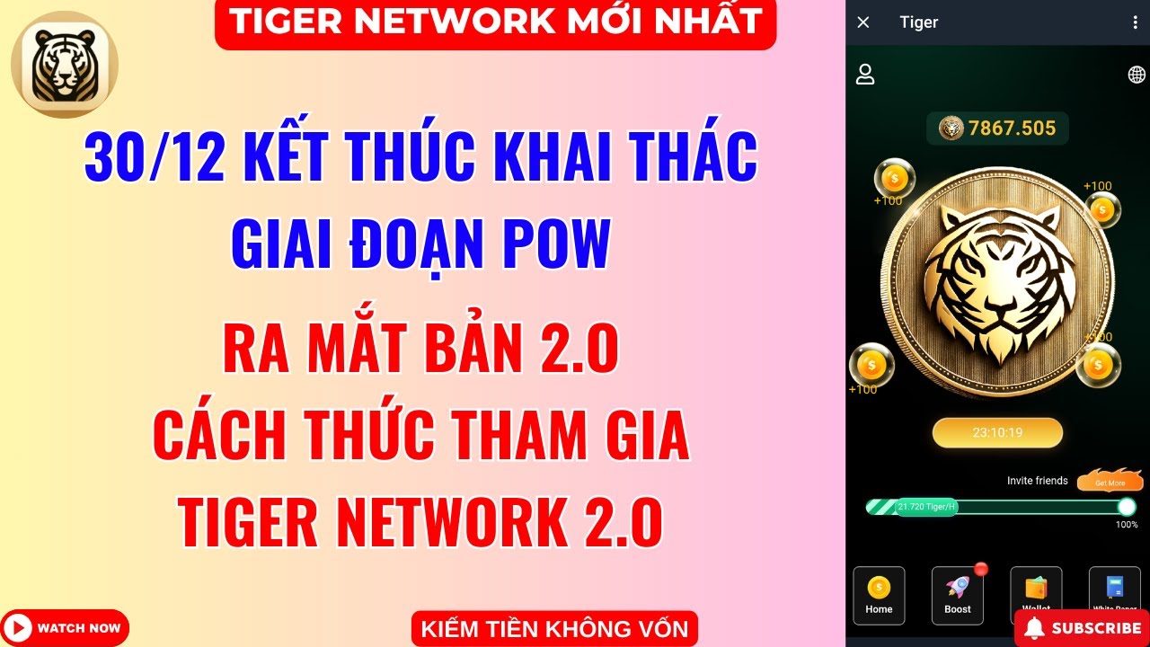 Tiger Network Ra Bản Tiger Network 2.0 Và Cách Thức Tham Gia - Ngày 30/12 Kết Thúc Khia Thác ...