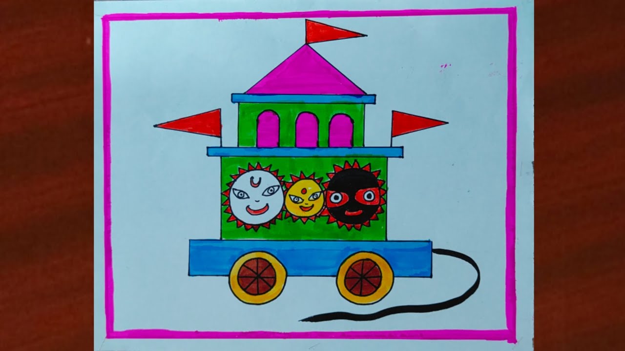 How to draw festival of Rath Yatra/Easy Rath Yatra drawing for ...