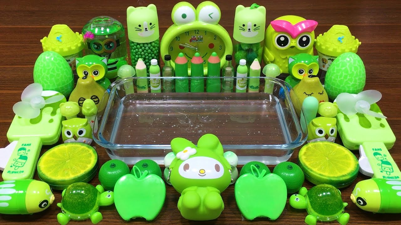 Special Series GREEN ! Mixing Random Things into CLEAR Slime ...