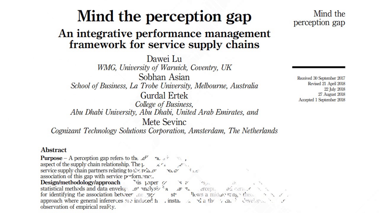 Supply Chain Performance Management: Perception gap vs. Performance Gap ...