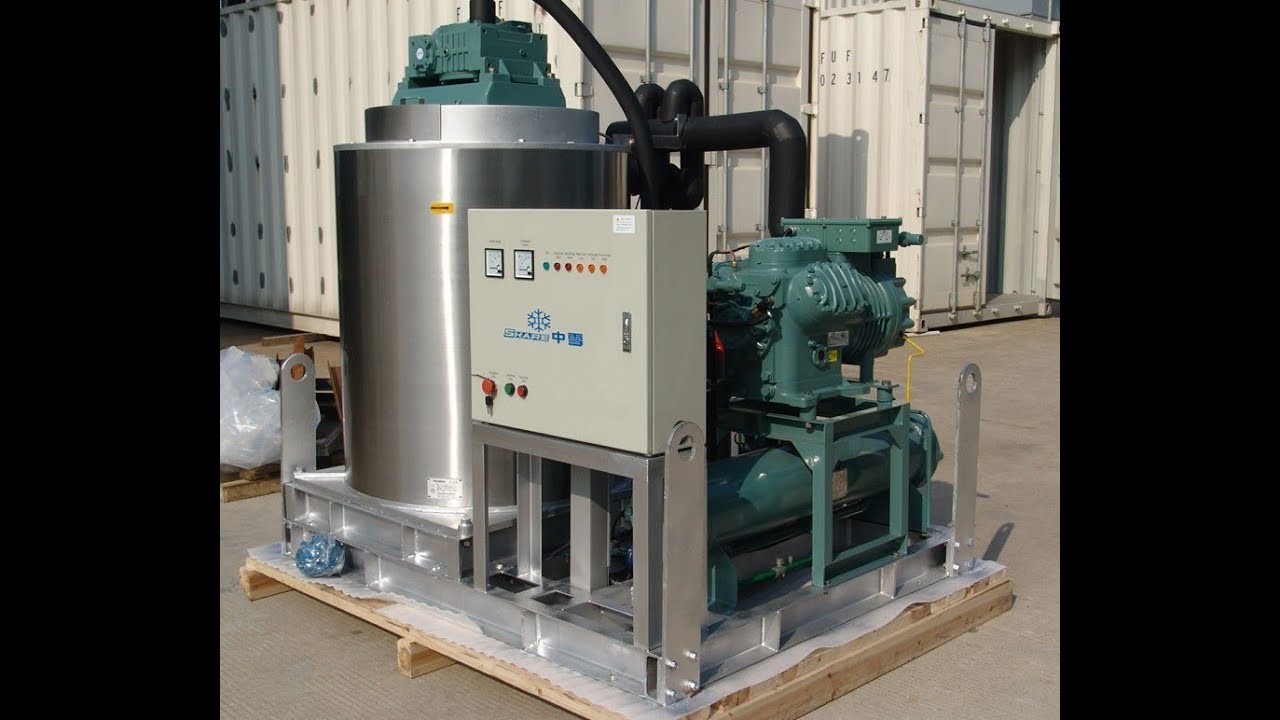 flake ice machine (5T/day) Seawater - YouTube