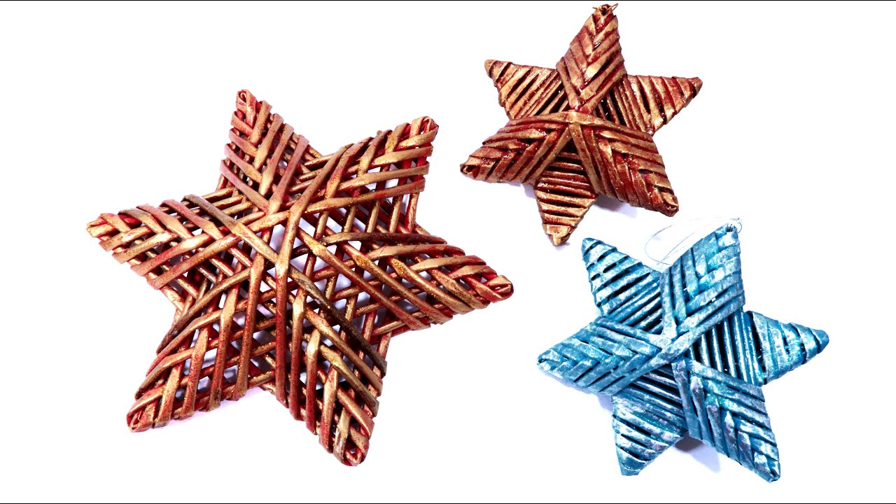 Cómo hacer ESTRELLAS tejidas de PAPEL. Manualidades de Navidad - YouTube