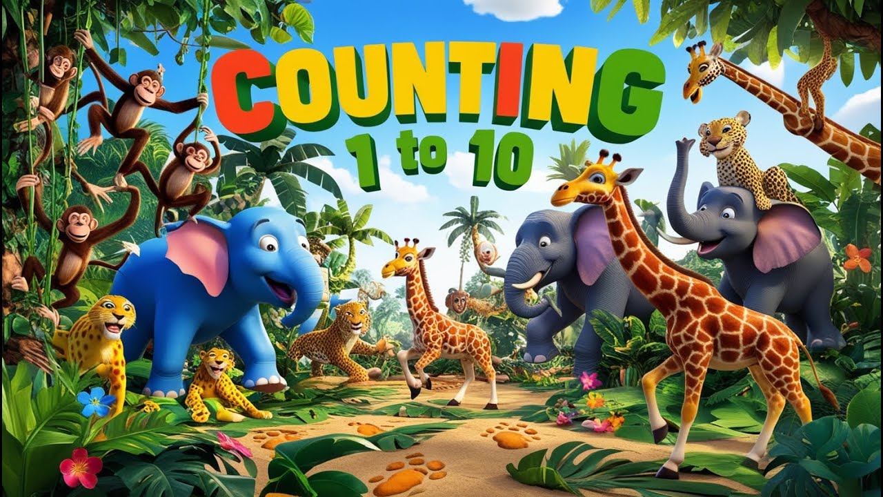 Counting 1-10 With Jungle Animals - Fun Kids songs with animals - YouTube