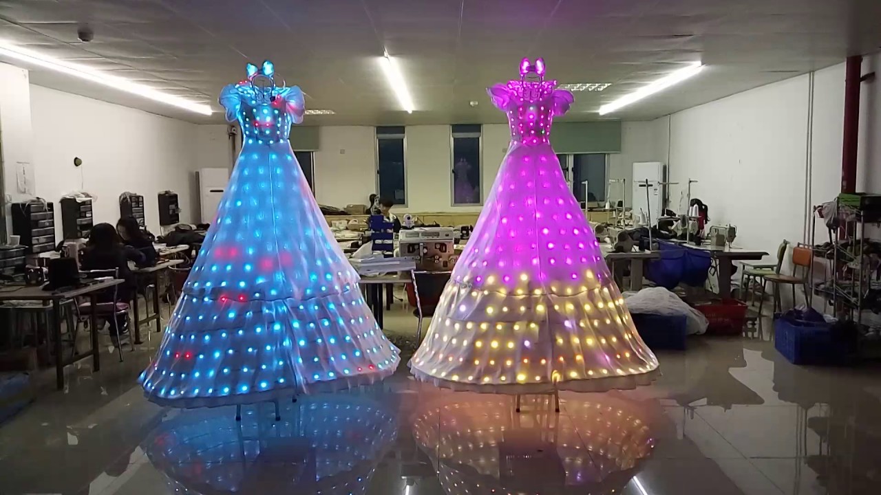 TC-055 LED Stilt walker dress controlled by remote - YouTube