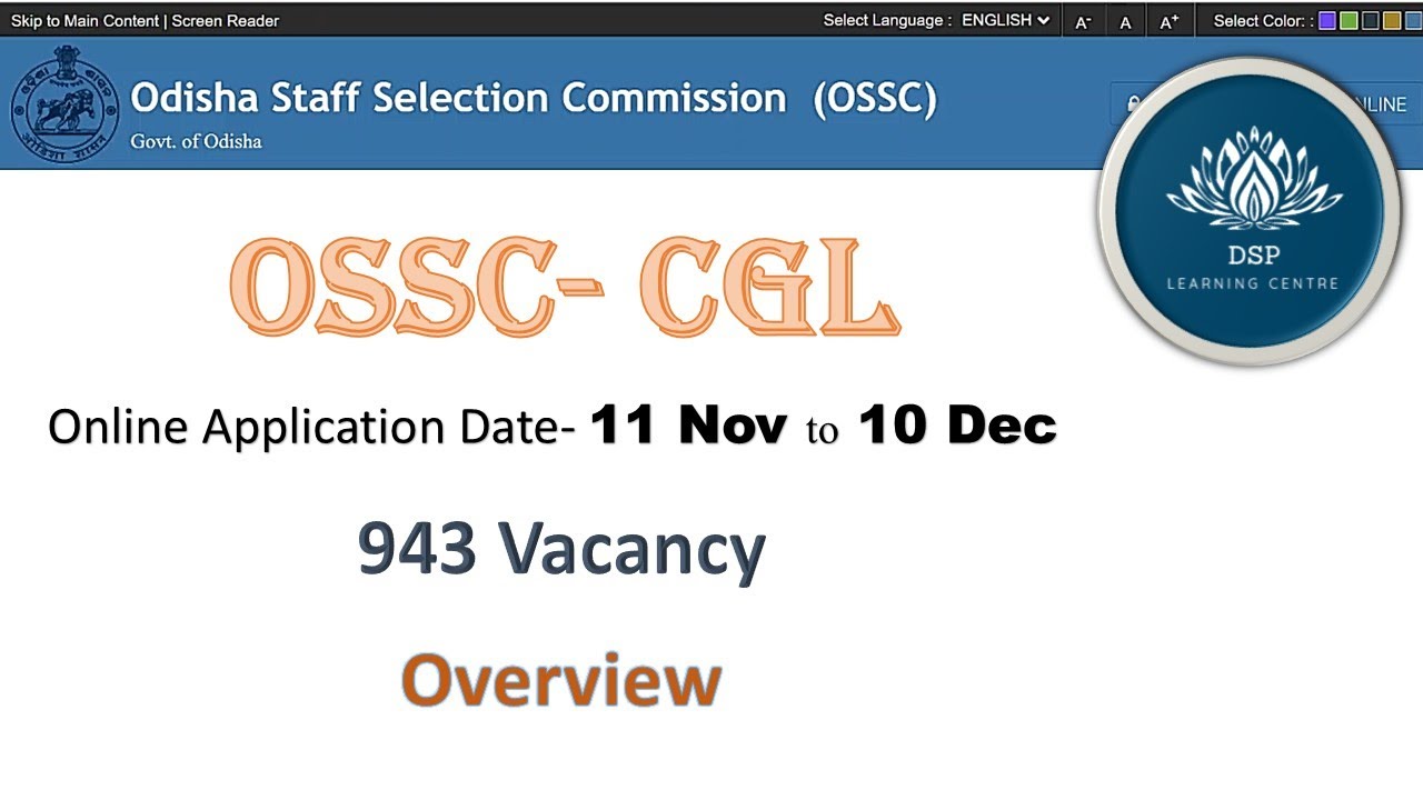OSSC CGL 2022 Recruitment Notification overview (943 Vacancy) - YouTube