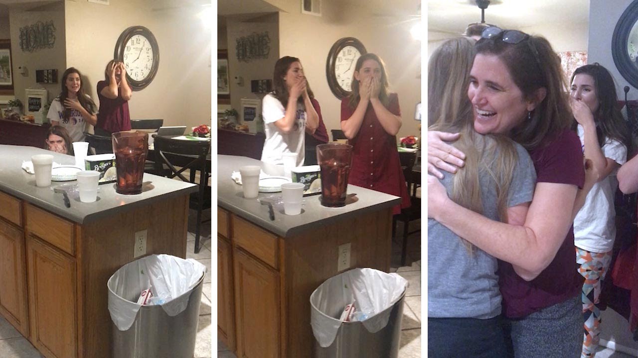 Family Scream With Joy At Baby Announcement - YouTube