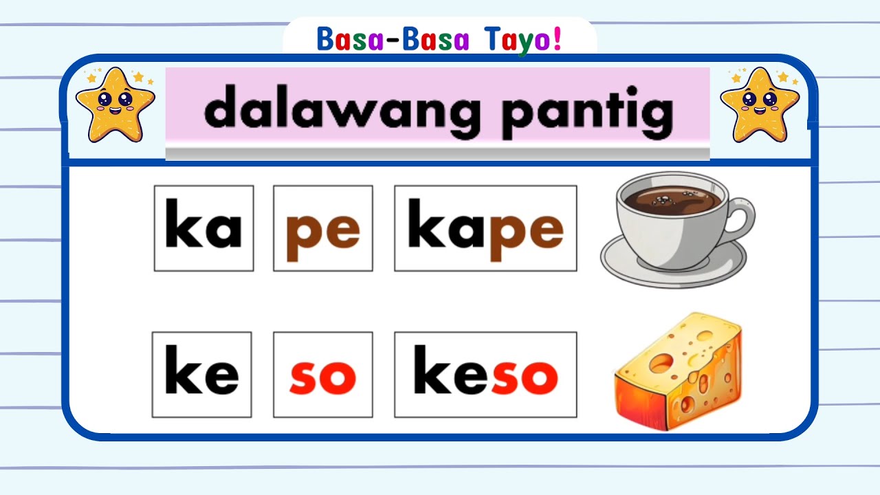 ka ke ki ko ku | Dalawang Pantig na Salita | Pagbasa Para sa mga Bata ...