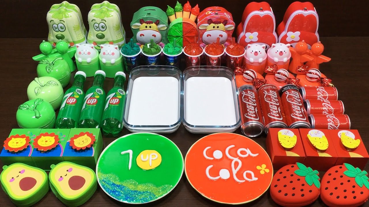 Red Vs Green | Mixing Makeup and Glitter into Slime | Satisfying Slime ...