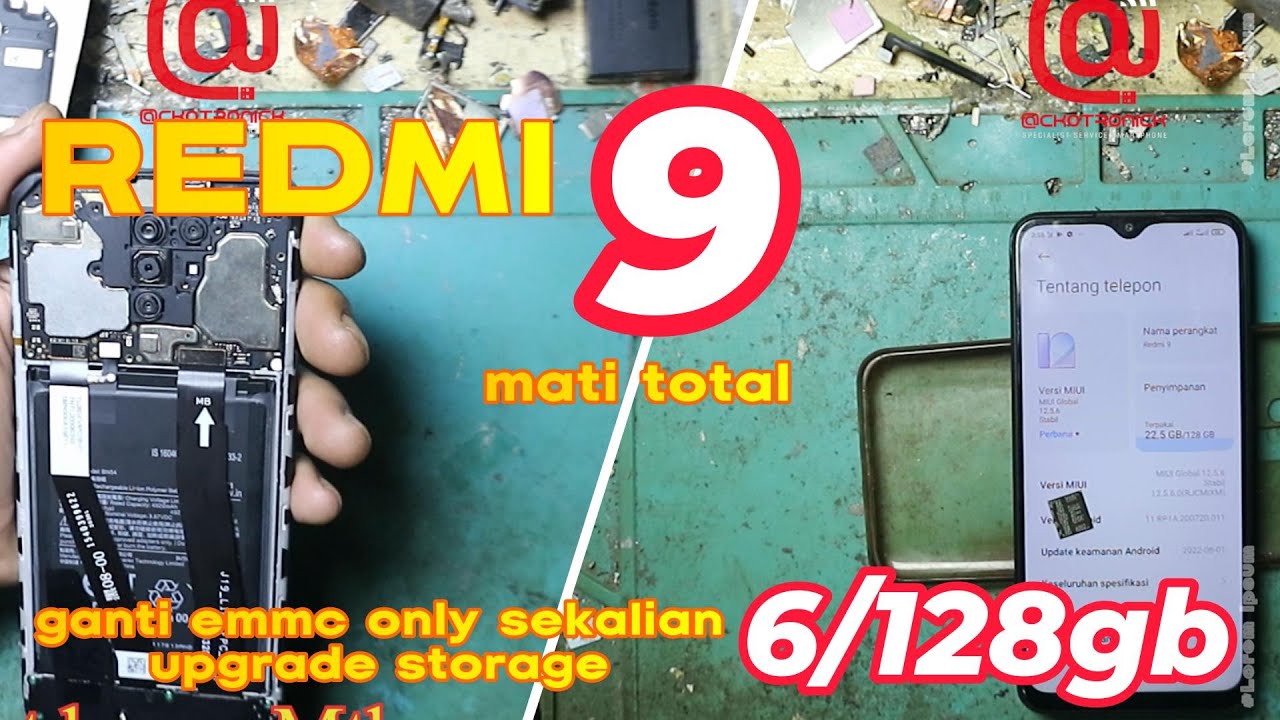 REDMI 9 mati total mtk port only emmc rusak ganti emmc sekalian upgrade - YouTube