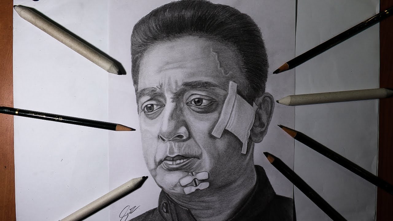 Vishwaroopam 2 Kamal Drawing | Pencil Sketch - YouTube