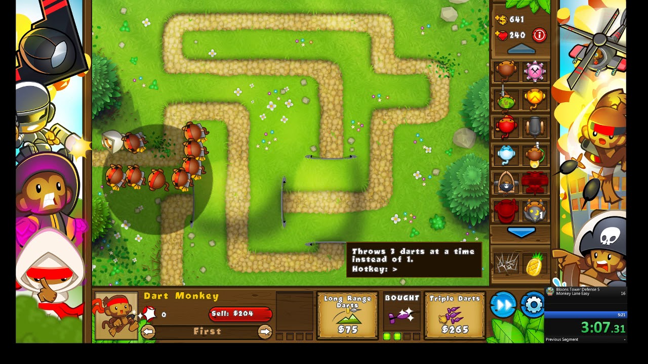 BTD5 Speedrun: Monkey Lane Easy 5:20.40 - YouTube