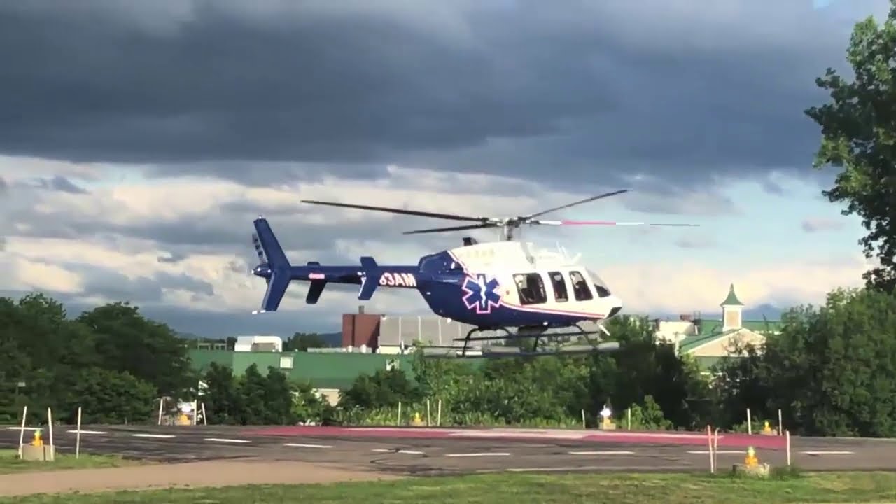 Bell 407 Air Methods - Landing and Takeoff - YouTube