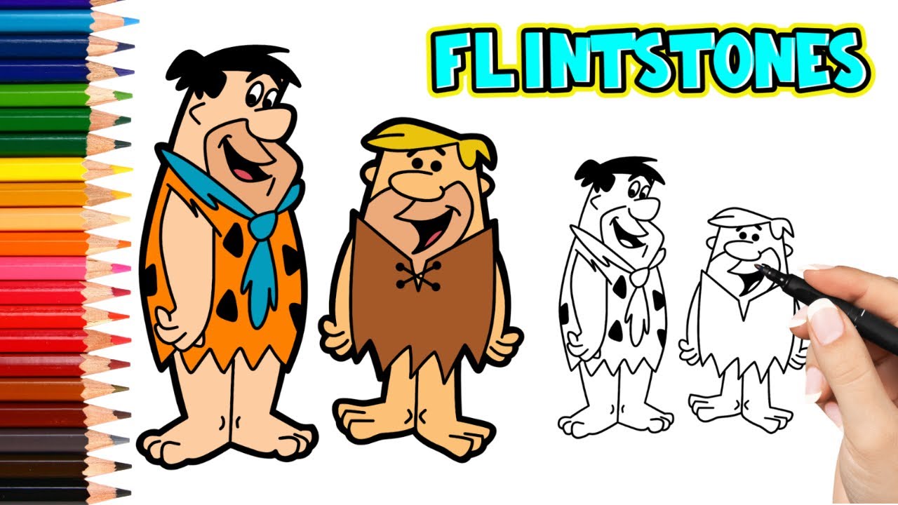 How to draw Fred and Barney from The Flintstones - YouTube