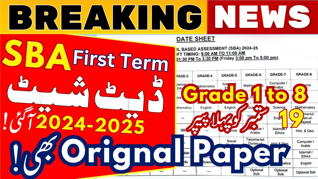 SBA 1st term date sheet 2024 | Grade 1 to 8 | SBA paper 1st term date ...