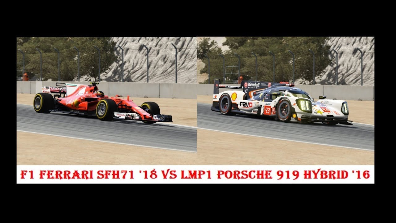 F1 Ferrari SFH71 '18 vs LMP1 Porsche 919 Hybrid '19 at Laguna Seca ...