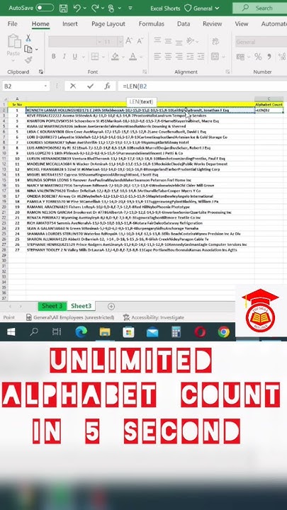 Alphabet Count in Excel | How to Count Specific Character in Excel | # ...