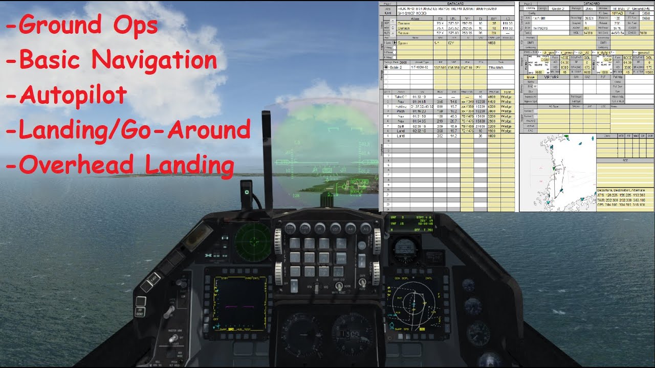 Falcon BMS 4.36 U3 | Ground Ops + Basic Navigation + Landing | Go-Around | Overhead Landing ...