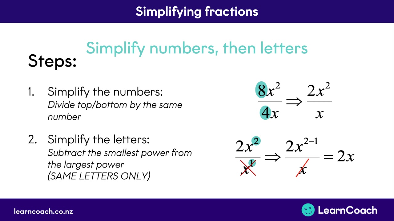 NCEA Maths Level 1 Algebra (MCAT): Simplifying fractions - YouTube