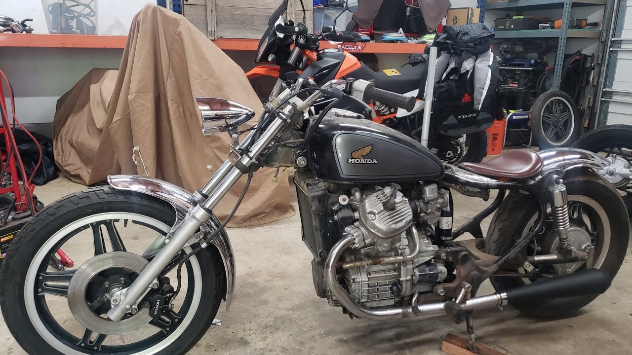 CX 500 raked and lowered exhaust and fork work - YouTube