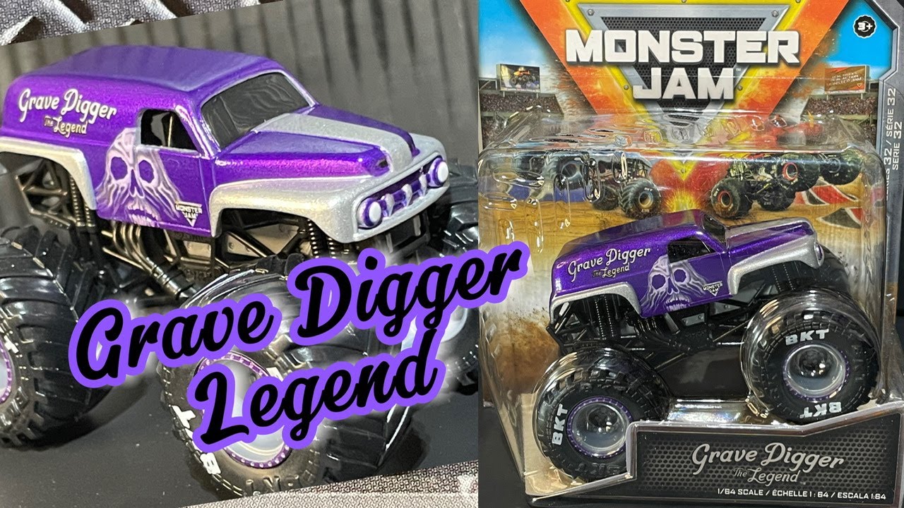 Grave Digger Legend Monster Jam Truck unboxing toy review Purple ...