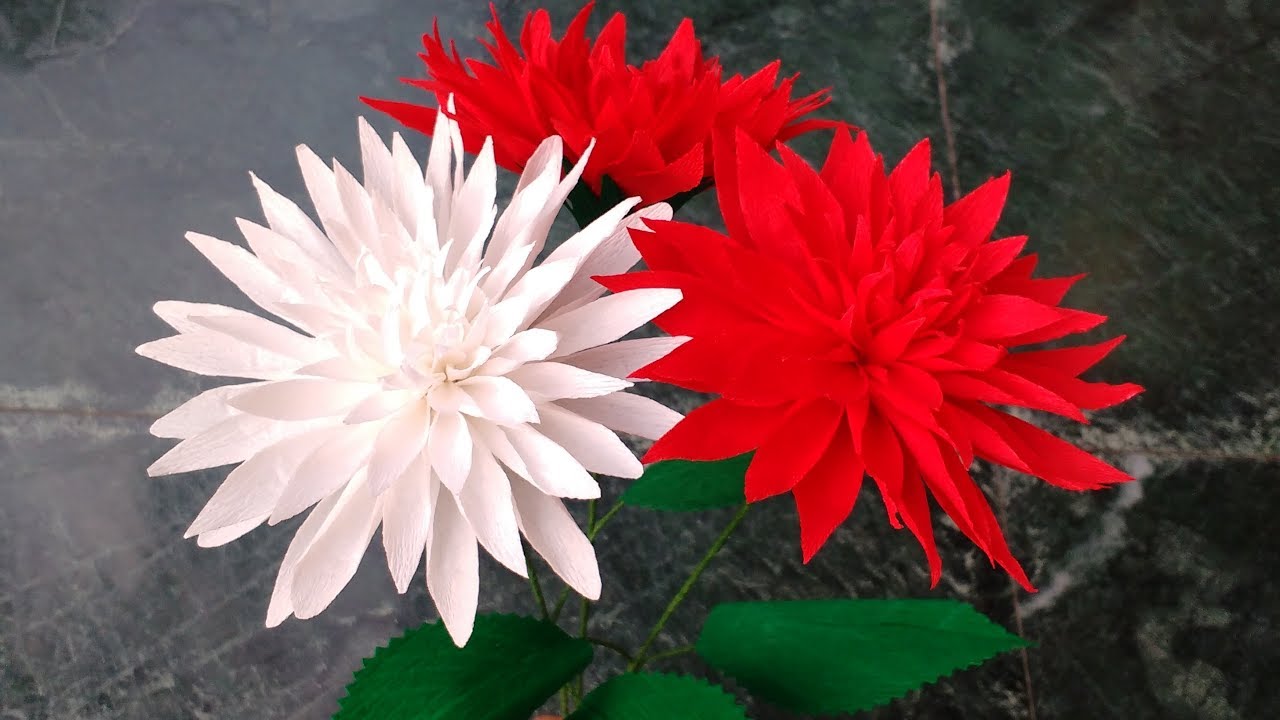 How to make Paper Flower Dahlia ( flower # 157) - YouTube
