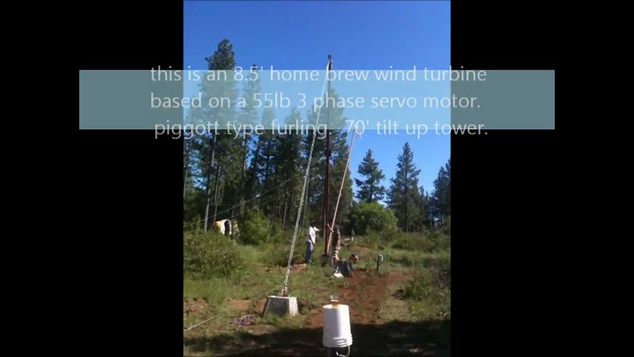 8.5' home brew wind turbine on 70' tower. - YouTube