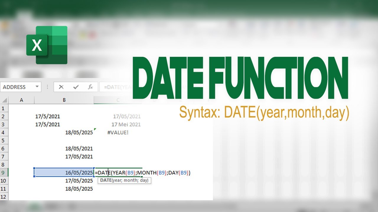 Rumus Date Excel Basic - YouTube