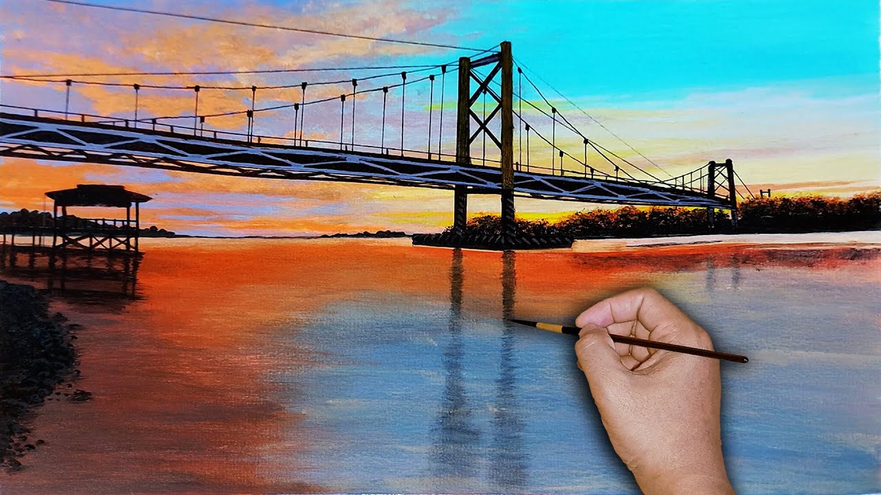 Easy Way to Draw a Bridge in a Sea View / The FASTEST Way to Draw a ...