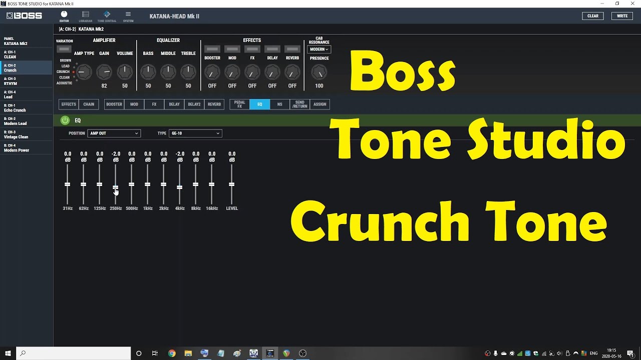 BOSS Tone Studio - Crunch Tone - YouTube