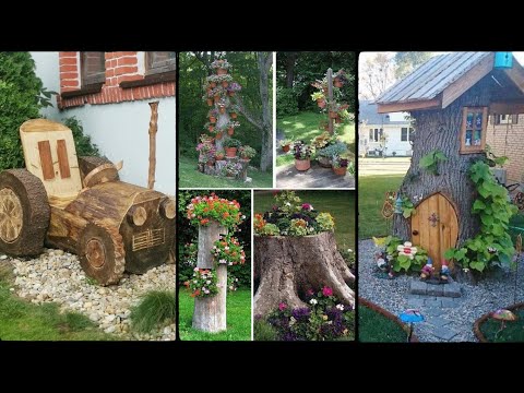 Rustic Wooden Logs For Natural Charm l DIY Wooden Log Planters. - YouTube