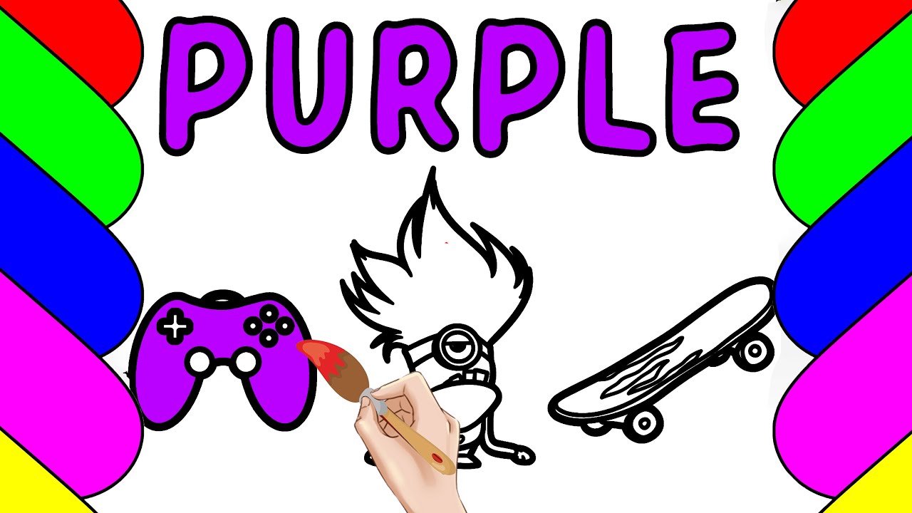 Learn Colors with PURPLE Drawing, Painting and Colouring for Kids ...