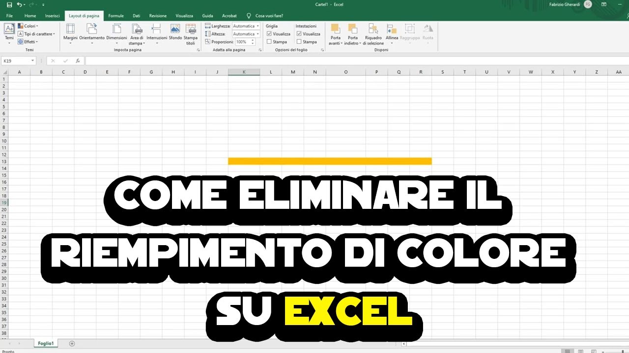 Come eliminare il riempimento di colore su Excel - YouTube