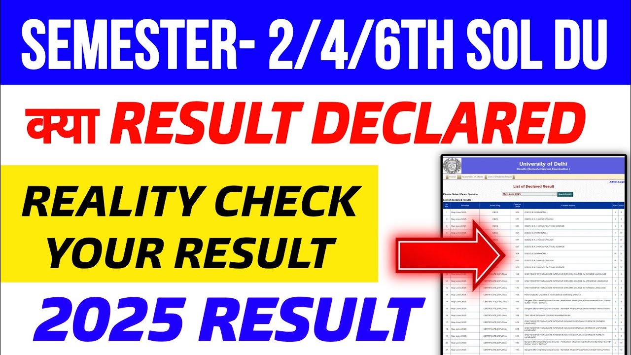 SOL 2nd/4th/6th Semester क्या Result Release 2025 Sol Result Update ...