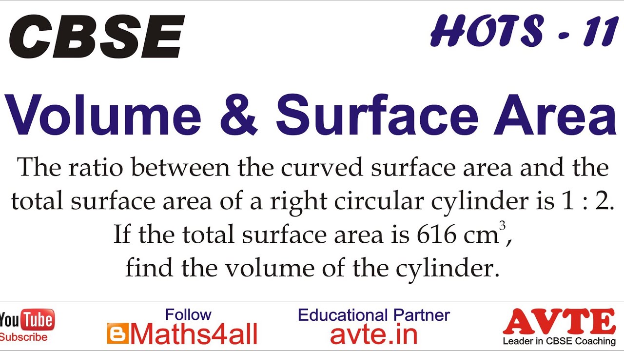 The ratio btw Curved SA & Total SA of cylinder is 1:2. If Total SA is ...