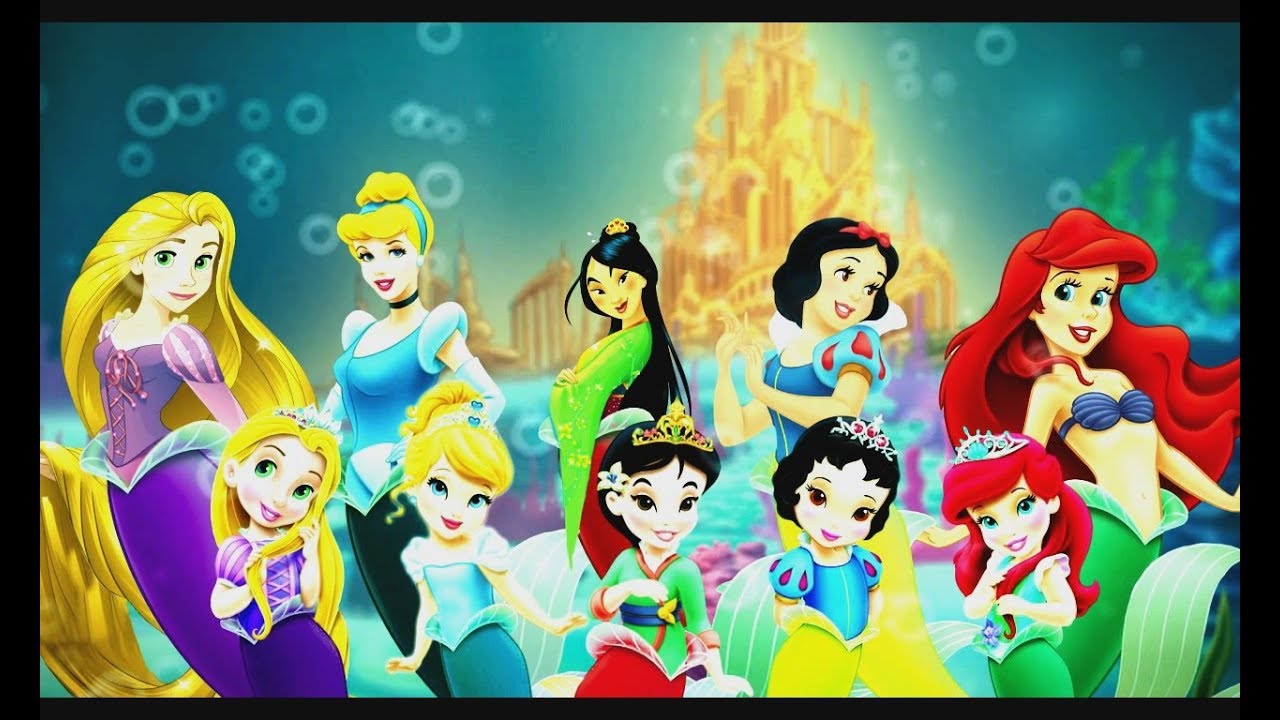 Five little Disney princesses jumping on the bed and Other Kids Songs ...