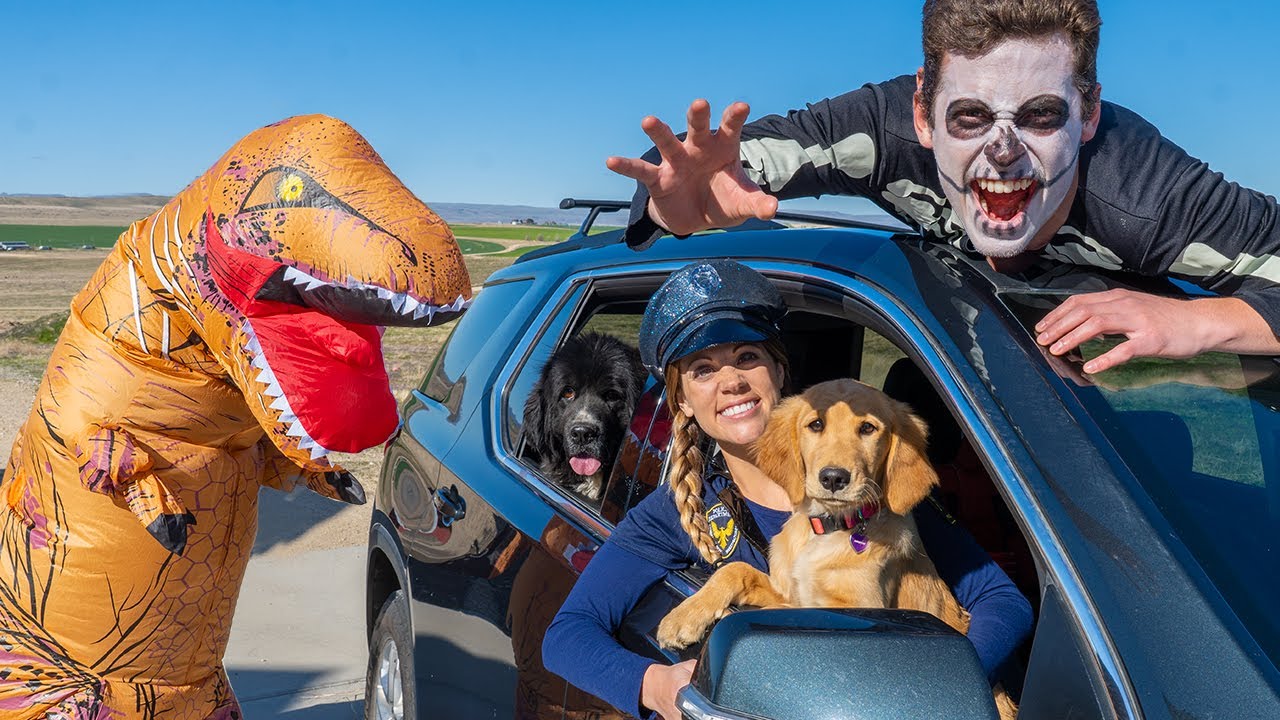 Skeleton Chases Puppy and Police for Skittles Candy! - YouTube