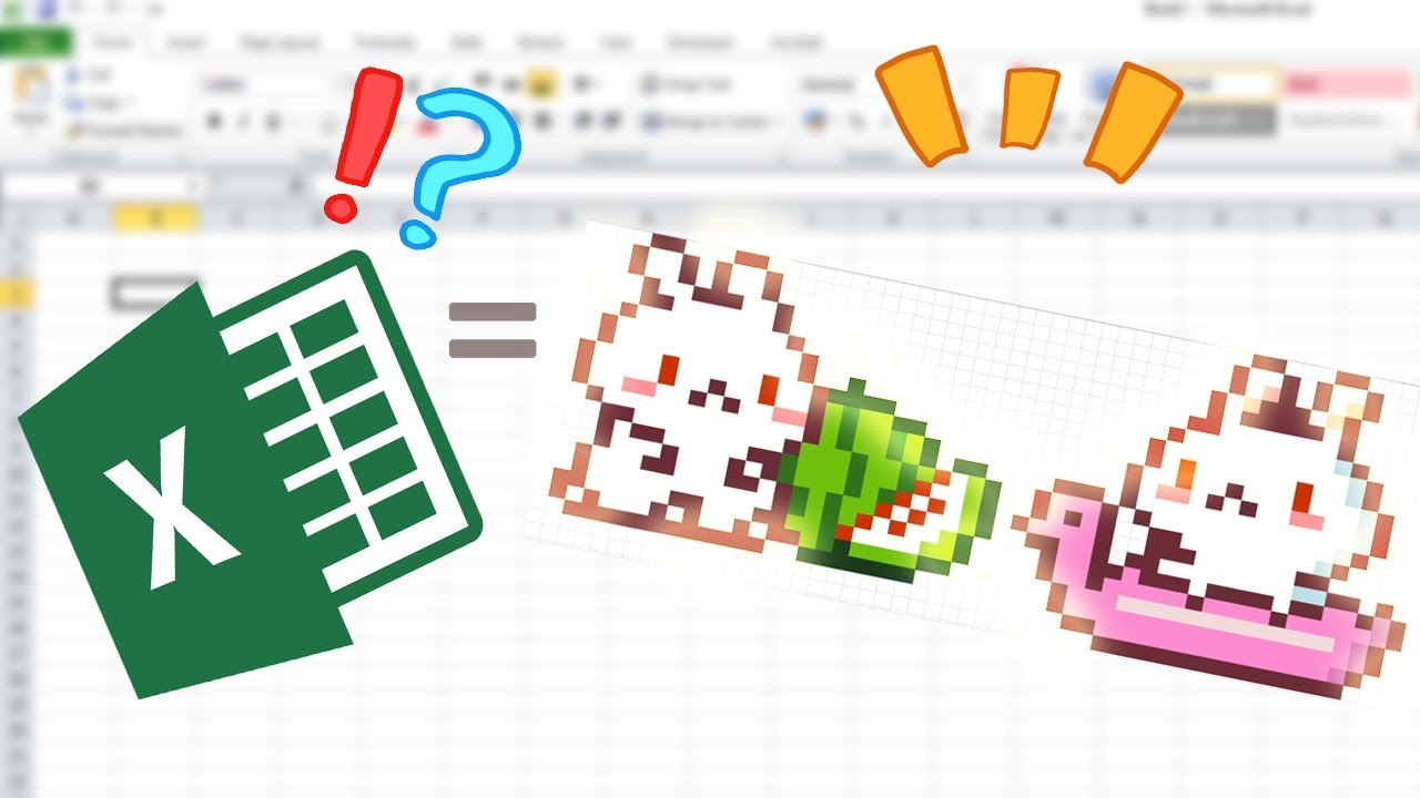 [PixelArt] Learn How To Draw Cute Rabbits In Excel Step By Step! - YouTube