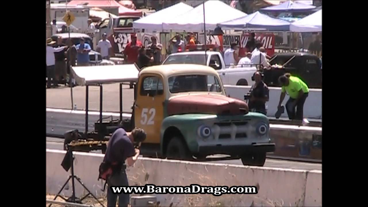 1952 Ford Rear Engine Drag Truck Barona Drag Strip 7-27-2013 - YouTube
