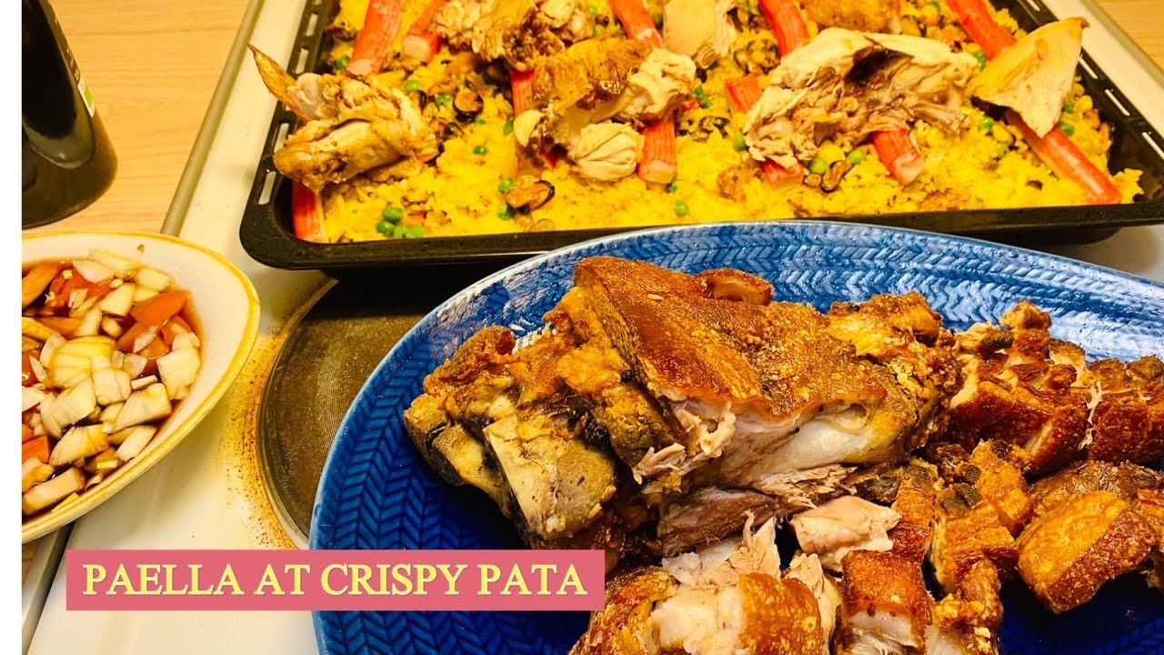 SUPER CRISPY BAGNET/CRISPY PATA/SEAFOOD PAELLA WITH GRILLED CHICKEN ...