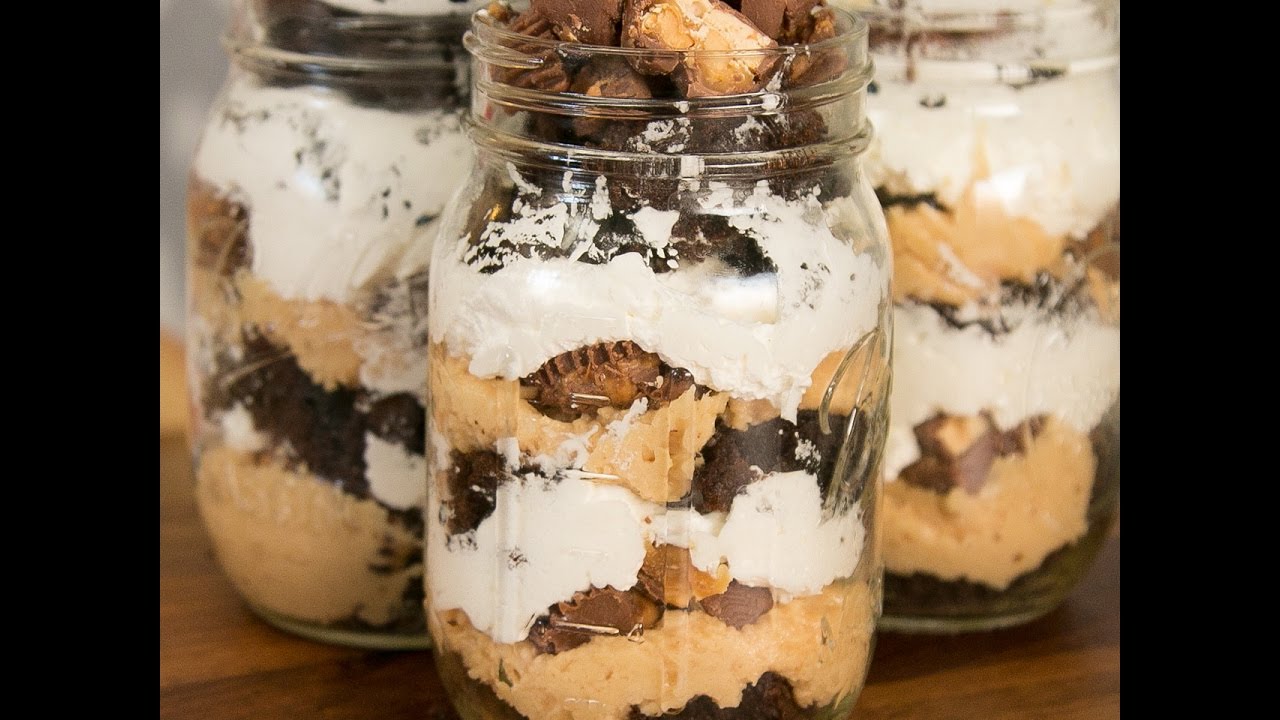 Reeses Snickers Cheesecake Jars - YouTube