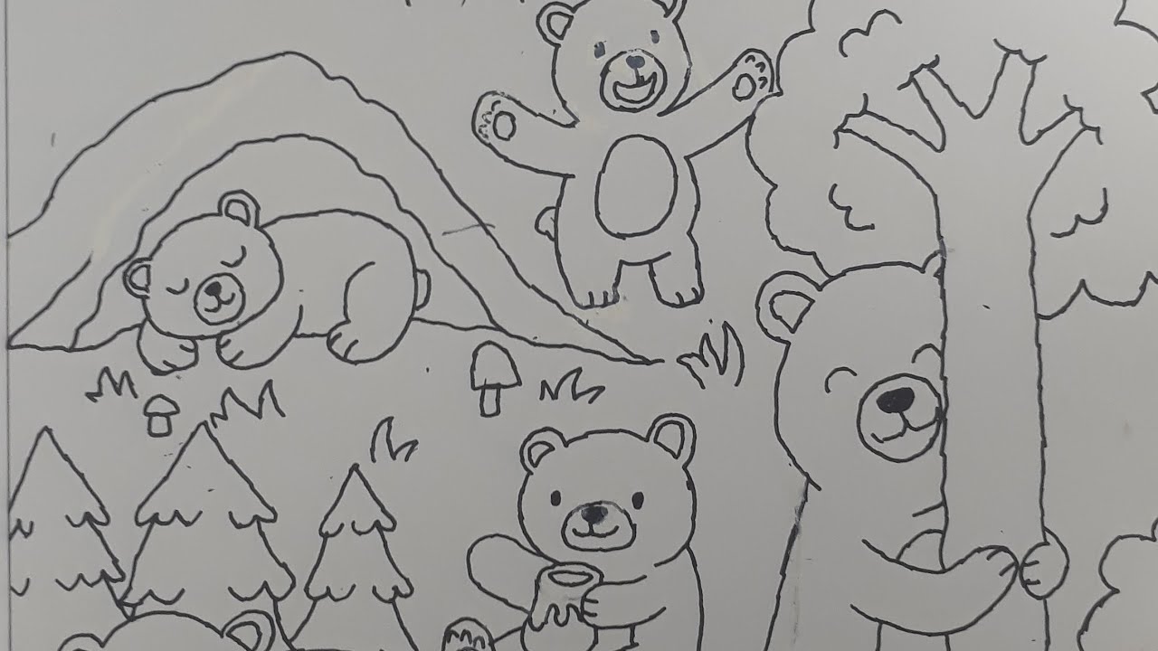 Stop-Motion How to Draw Cartoon Character Bear Using Spidol - YouTube