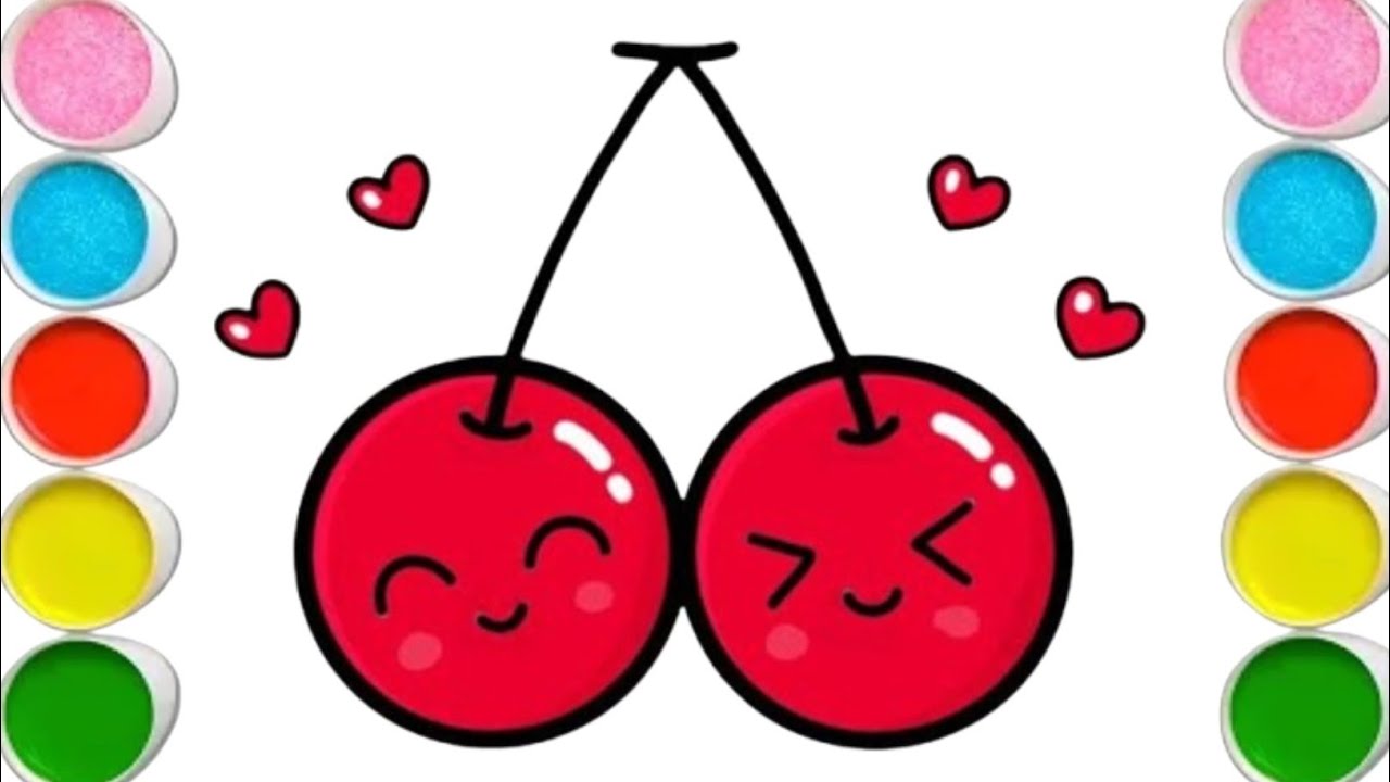 How to Draw a Cute Cherries Easy for Kids and Toddlers! #art - YouTube
