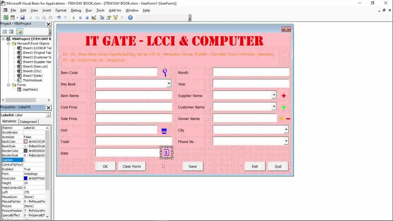 Simple Data Entry Form creation in Excel using VBA Programming ( Part 19 ) - YouTube